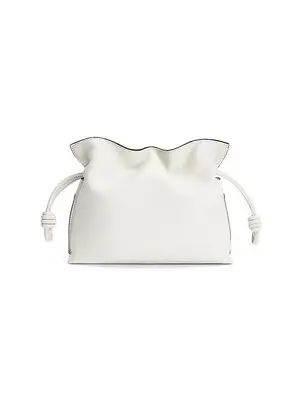 Loewe Women's Mini Flamenco Knot Leather Clutch - Vintage Khaki Soft White