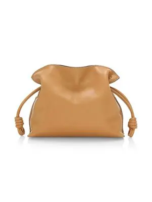 Loewe Women's Mini Flamenco Knot Leather Clutch - Vintage Khaki Tan