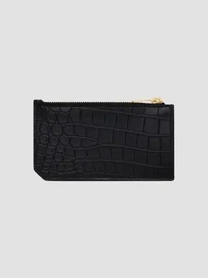 Saint Laurent Crocodile-embossed Leather Card Case