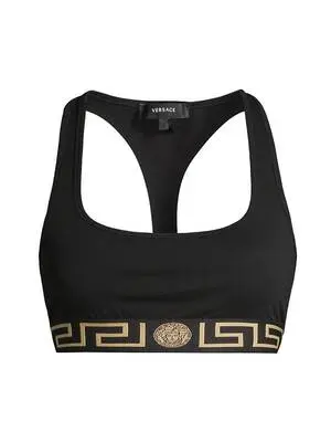 Versace Greca Border Sports Bra Black