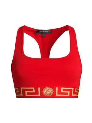 Versace Greca Border Sports Bra Red