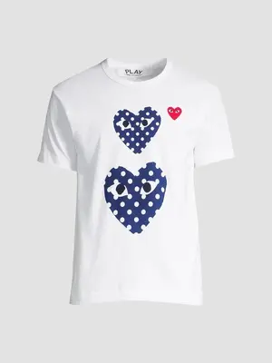 Play Comme Des Garcon Double Polka-dot Heart Tee - White
