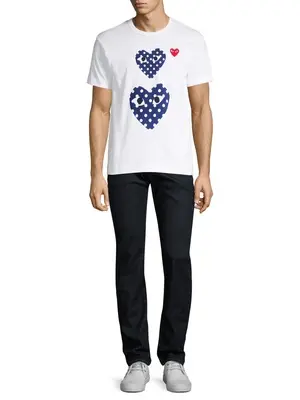 Play Comme Des Garcon Double Polka-dot Heart Tee