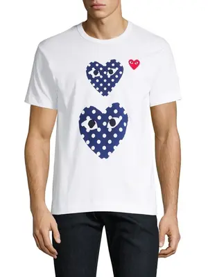 Play Comme Des Garcon Double Polka-dot Heart Tee