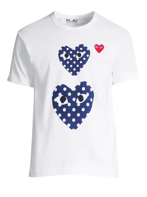 Play Comme Des Garcon Double Polka-dot Heart Tee