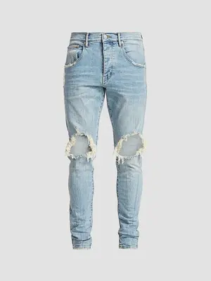 PURPLE BRAND P002 Repair Drop-fit Skinny Jeans