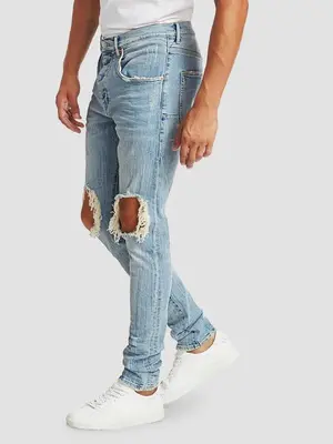 PURPLE BRAND P002 Repair Drop-fit Skinny Jeans