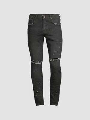 PURPLE BRAND P001 Over Spray Slim-fit Jeans - Black