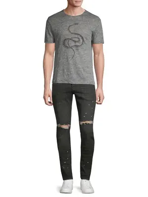 PURPLE BRAND P001 Over Spray Slim-fit Jeans - Black