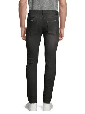 PURPLE BRAND P001 Over Spray Slim-fit Jeans - Black