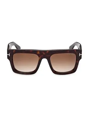 TOM FORD Fausto 53mm Square Sunglasses Dark Havana