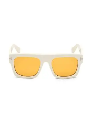 TOM FORD Fausto 53mm Square Sunglasses Ivory