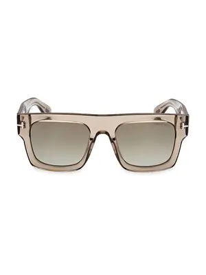 TOM FORD Fausto 53mm Square Sunglasses Shiny Transparent