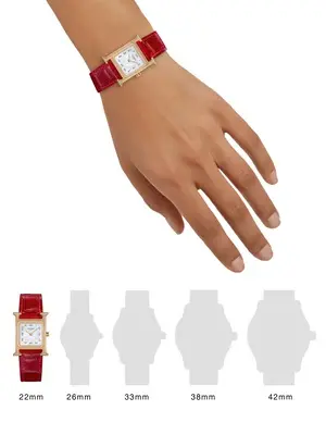 Hermès Heure H 18k Rose Gold, 0.45 Tcw Diamond & Alligator Strap Watch/26mm - Red