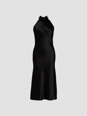 Galvan Sienna Satin Halter Neck Gown Black