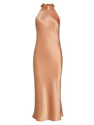 Galvan Women's Sienna Satin Halter Neck Gown - Nude  - Nude