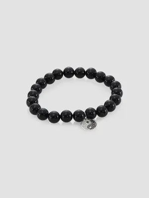 SYDNEY EVAN Onyx, Diamond & 14k Two-tone Gold Rondelle Yin Yang Bracelet - Black