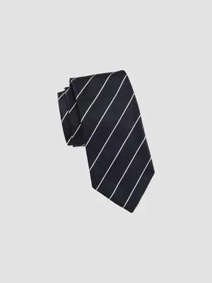 Ralph Lauren Purple Label Diagonal Stripe Silk Tie - Dark Navy