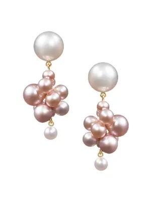 Sophie Bille Brahe Classic Collection 14k Yellow & 2.5-8.5mm Rose Pearl Botticelli Cluster Drop Earrings - Gold