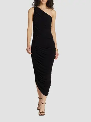 Norma Kamali Diana Ruched One-shoulder Gown - Black