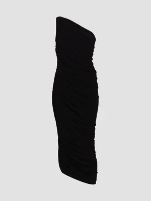 Norma Kamali Diana Ruched One-shoulder Gown - Black