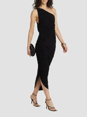 Norma Kamali Diana Ruched One-shoulder Gown - Black
