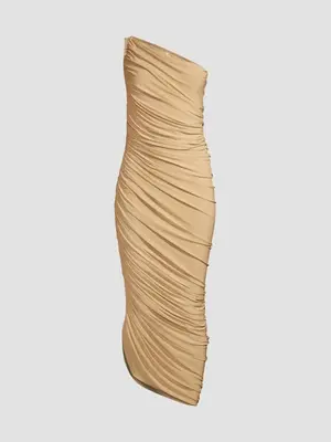Norma Kamali Diana Ruched One-shoulder Gown Blonde