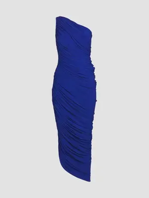 Norma Kamali Diana Ruched One-shoulder Gown Electric Blue