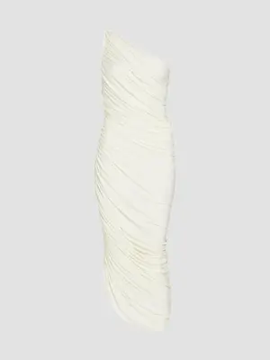 Norma Kamali Diana Ruched One-shoulder Gown Ivory