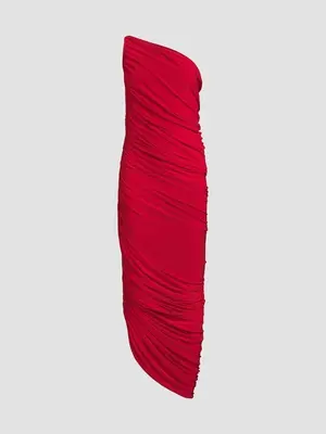 Norma Kamali Diana Ruched One-shoulder Gown - Red