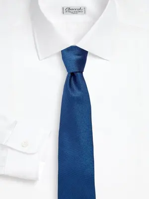 Charvet Micro Pattern Silk Tie - Medium Blue