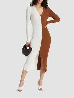 Staud Shoko Colorblocked Midi-dress - Tan White