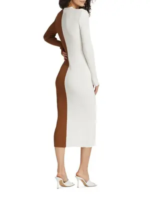 Staud Shoko Colorblocked Midi-dress - Tan White