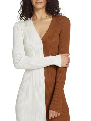 Staud Shoko Colorblocked Midi-dress - Tan White