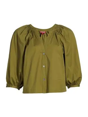 Staud Dill Poplin Top Olive