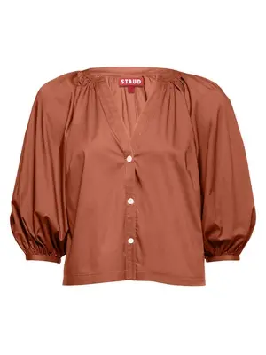 Staud Dill Poplin Top - Tan