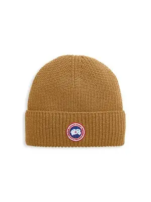 Canada Goose Arctic Logo Patch Wool Beanie Heirloom Gold