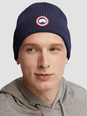 Canada Goose Arctic Logo Patch Wool Beanie - Navy Heather