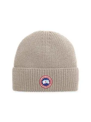 Canada Goose Arctic Logo Patch Wool Beanie Tan Heather