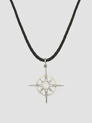 Nina Gilin Two-tone & North Star Pendant Leather Cord Necklace - Diamond