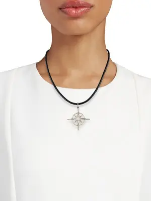 Nina Gilin Two-tone & North Star Pendant Leather Cord Necklace