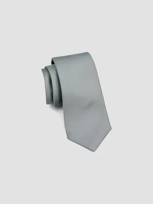 Kiton Solid Silk Tie Silver