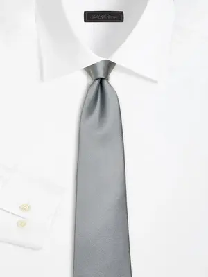 Kiton Solid Silk Tie - Silver