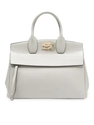 FERRAGAMO FERRAGAMO Studio Box Small Leather Top-Handle Bag - Gull Grey