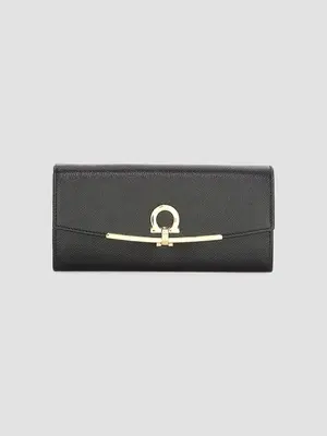 FERRAGAMO Icona Clip Continental Wallet - Black