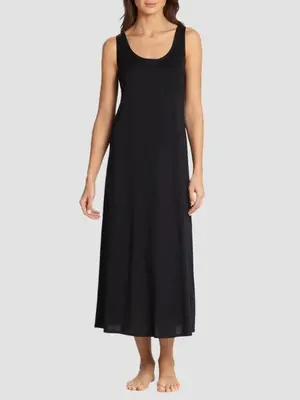 Hanro Cotton Deluxe Long Tank Gown - Black