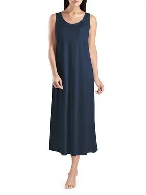 Hanro Cotton Deluxe Long Tank Gown Deep Navy