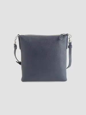 ROYCE NEW YORK Pebble Grain Crossbody Bag - Navy Blue