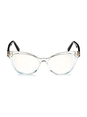 TOM FORD 54mm Cat-eye Blue Filter Eyeglasses Crystal