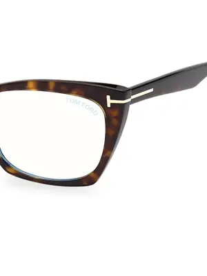 TOM FORD 54mm Cat-eye Blue Filter Eyeglasses - Dark Havana